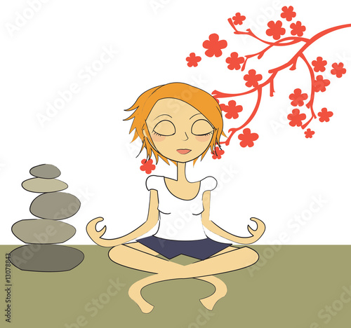 "femme zen pierres fleurs" photo libre de droits sur la banque d'images ...