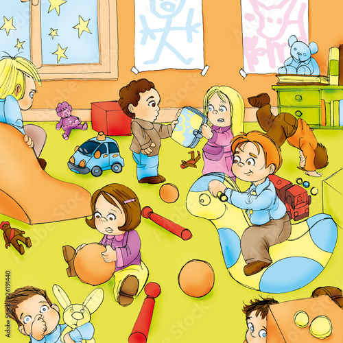 "illustration crèche, enfants jouant" photo libre de droits sur la ...
