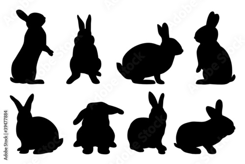 "set of rabbit silhouettes" Stock image and royalty-free vector files ...