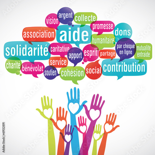 "nuage de mots coeur mains : solidarité aide dons" fichier vectoriel ...