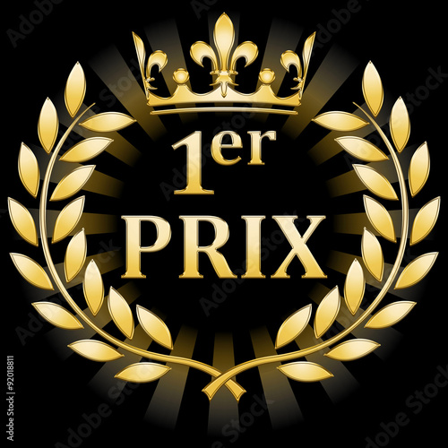 "Lauriers 1er PRIX or sur fond noir" photo libre de droits sur la ...
